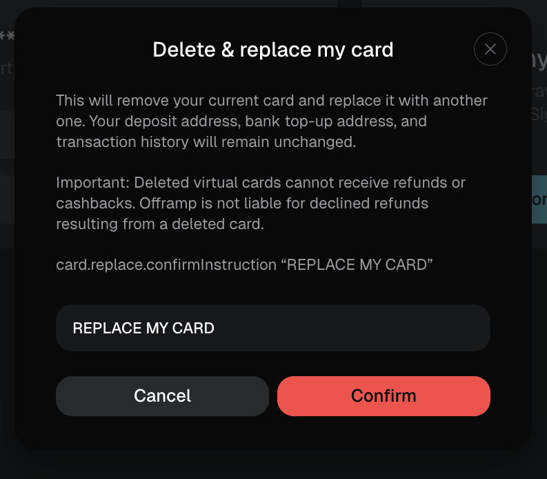 How to Delete & Replace Your Offramp Card – English
